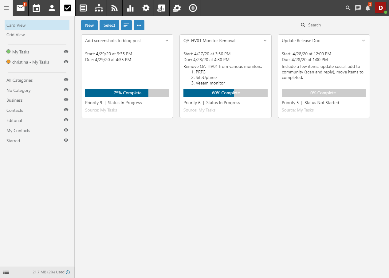 Tasks Overview - FullHost