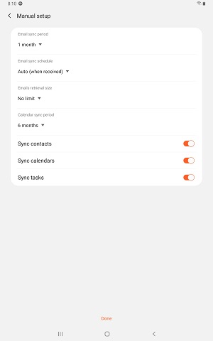 Configure an EAS Account in the Samsung Email Client - FullHost