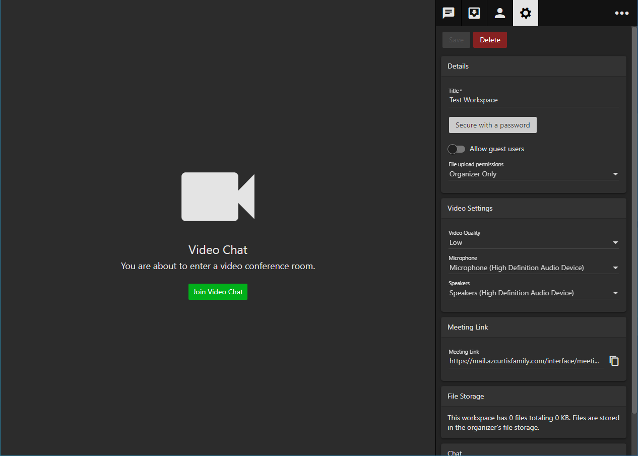 Team Workspaces Video Chat - FullHost