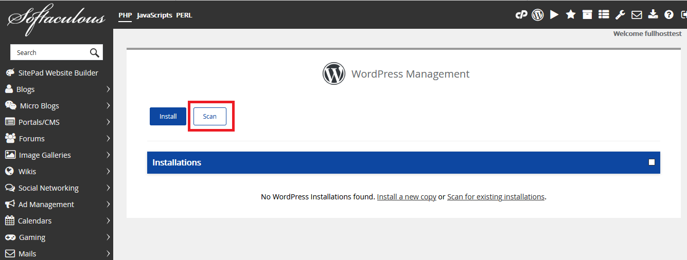 How to Create a Staging Site for WordPress using the Softaculous WordPress Manager - FullHost